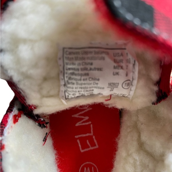 Sesame Street | Shoes | Sesame Street Elmo Plaid Cozy Velcro Boots Red ...